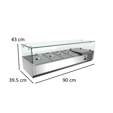 90 cm Glass Top Cold Bain Marie - Fun Food Thailand