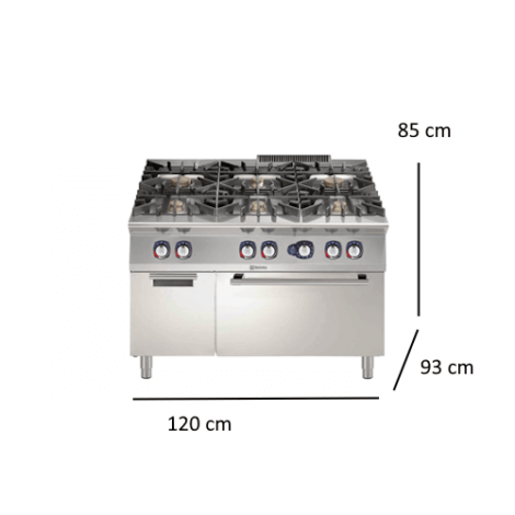 Modular Cooking Range Line 900XP 6-Burner Gas Range on Gas Oven with Cupboard - Fun Food Thailand